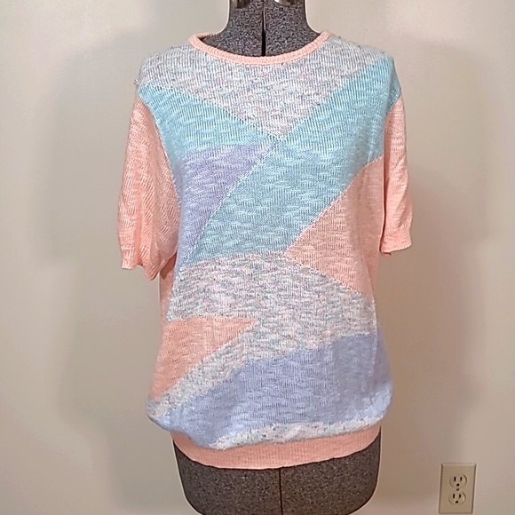 Vintage | Sweaters | Short Sleeve Pastelsacrylic Summer Sweater 7s80s ...